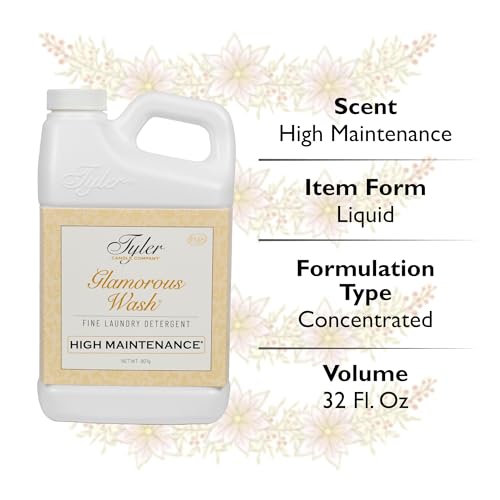 Tyler Glamorous Wash High Maintenance Fine Laundry Detergent with Stain Remover Pen and Dryer Sachets - Liquid Detergent Designed for Clothing - Hand & Machine - 32oz (High Maintenance)