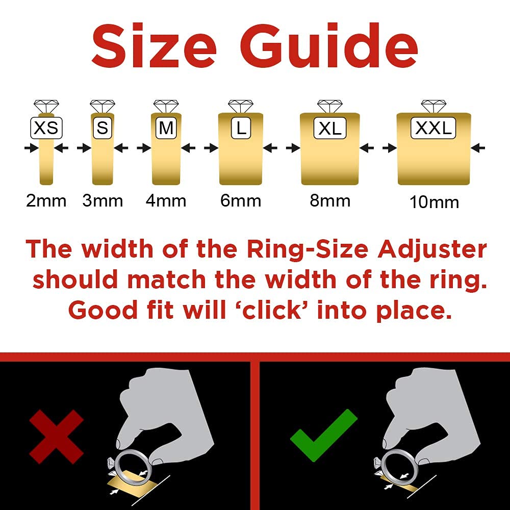 Chrome Cherry Ringo, Invisible Ring Size Adjuster for Loose Rings with 6 Sizes, Clear Ring Band Sizer Guard for Loose Jewelry, Multipack, 10 Count