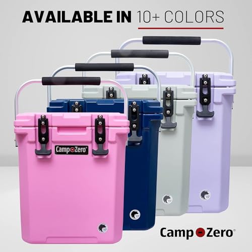 CAMP-ZERO 16L Tall Cooler/Ice Chest with 2 Molded-in Cup Holders & Folding Aluminum Handle | Thick Walled, Freezer Grade Cooler with Secure Locking System & Removable Divider (Mint Green)
