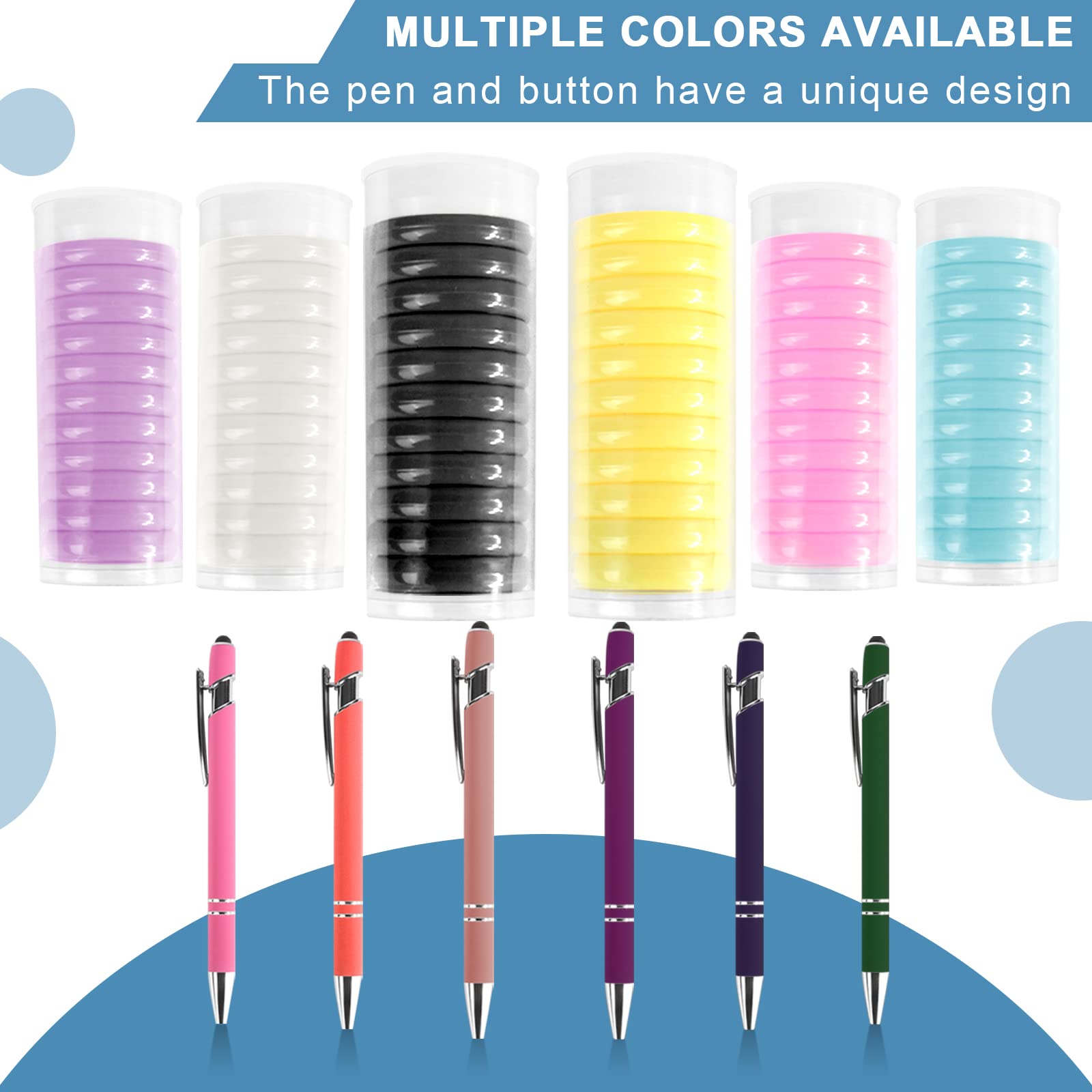BOPOVA 6 Stylus 2-in-1 Ballpoint Pen and 6 Plastic Book Binding Trays, Stylus, Pen with Stylus, Compatible with Tablet and Smartphone,Click Pens, Ink Pen