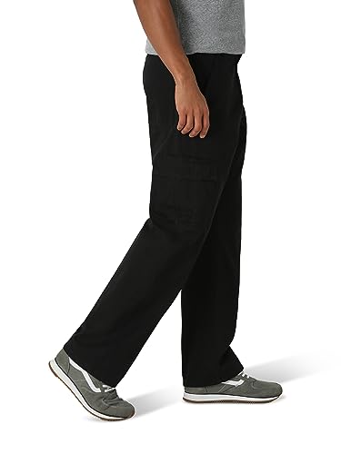 Wrangler Authentics Men's Big & Tall Relaxed Fit Cargo Pant (Logan), Black Twill, 44W x 30L