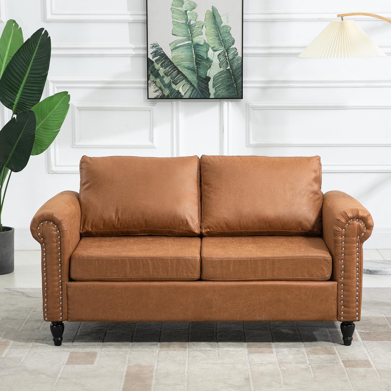 J.C.UP 60’’ Loveseat Sofa Couch,Love Seat for Small Spaces, Upholstered 2 Seat Sofa Couches, Small Sofas with Solid Wood Legs Suitable for Living Room, Bedroom, Apartment
