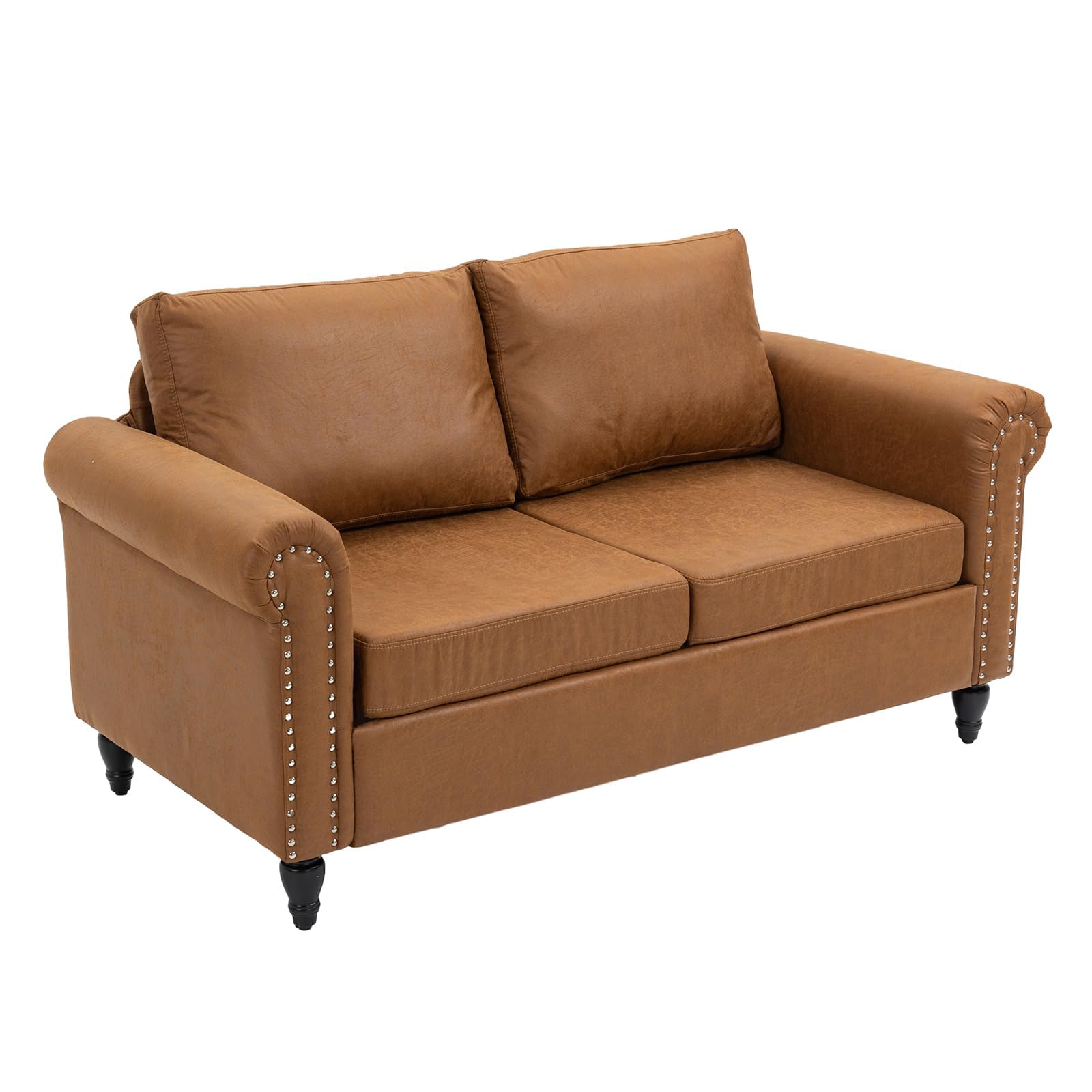J.C.UP 60’’ Loveseat Sofa Couch,Love Seat for Small Spaces, Upholstered 2 Seat Sofa Couches, Small Sofas with Solid Wood Legs Suitable for Living Room, Bedroom, Apartment