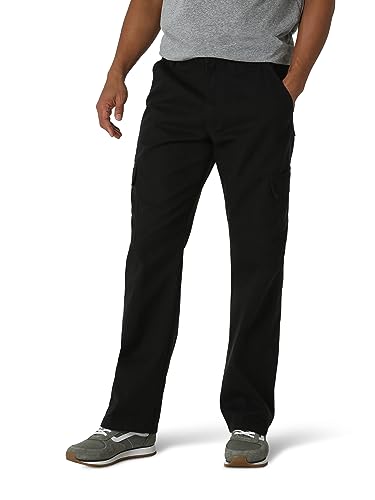 Wrangler Authentics Men's Big & Tall Relaxed Fit Cargo Pant (Logan), Black Twill, 44W x 30L