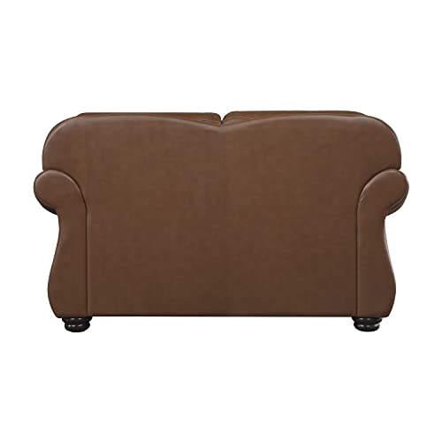 Lexicon Guthrie Leather Match Living Room Loveseat, Camel Brown