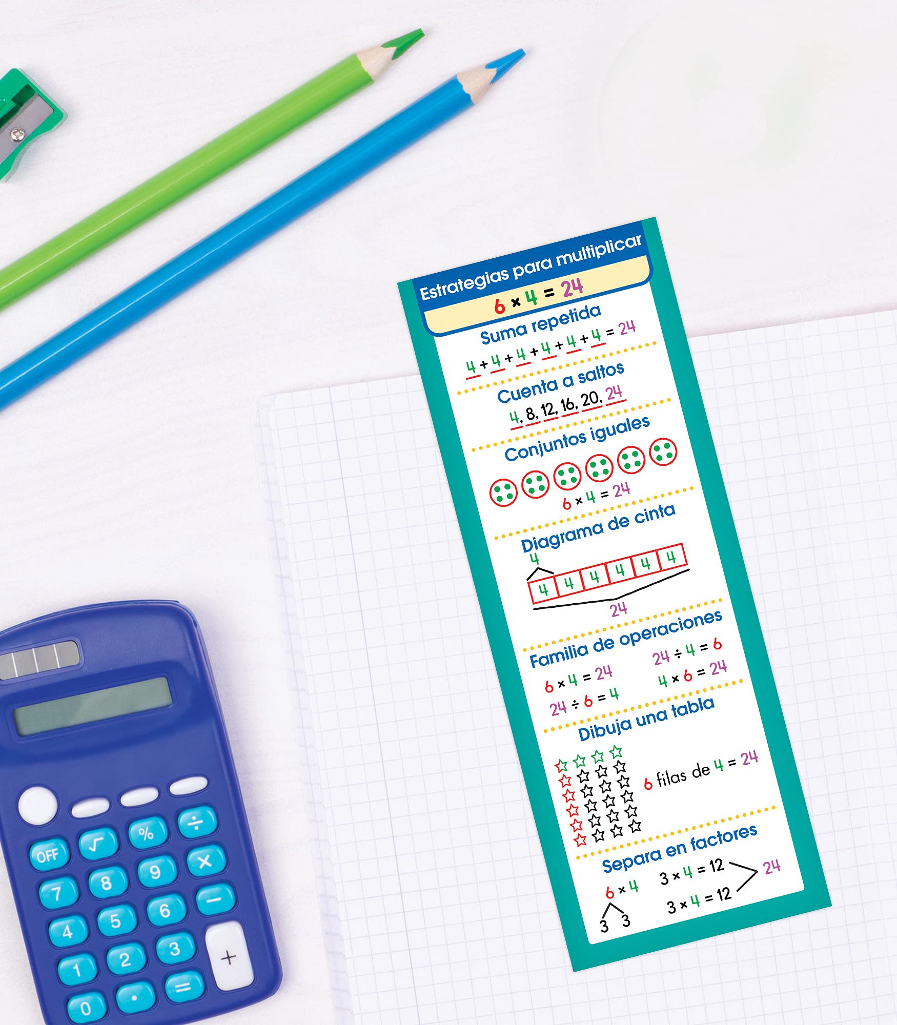 Carson Dellosa Multiplicacion Instructional SetāReference Chart, Multiplication Charts With Multiplication Facts Through 12, Strategy Reference Bookmarks, Math Skills, Spanish Edition (69 pc)