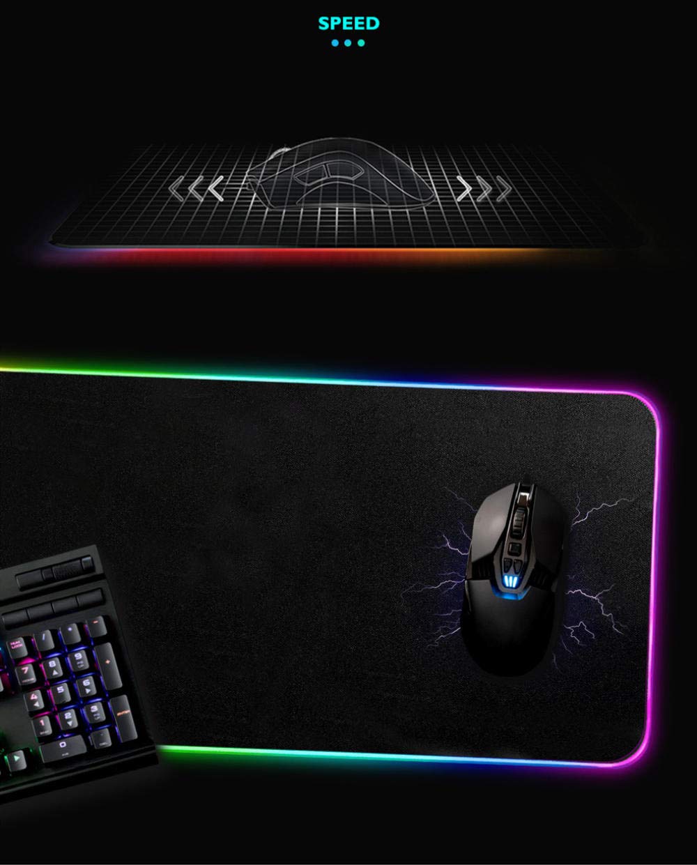 Mouse Pads Gaming Christmas Pine Tree Gift Pattern Large Pink Mouse Pad Colorful LED Backlit RGB Gaming Mouse Mat for Laptop Desktop-800x300 MM,Color B