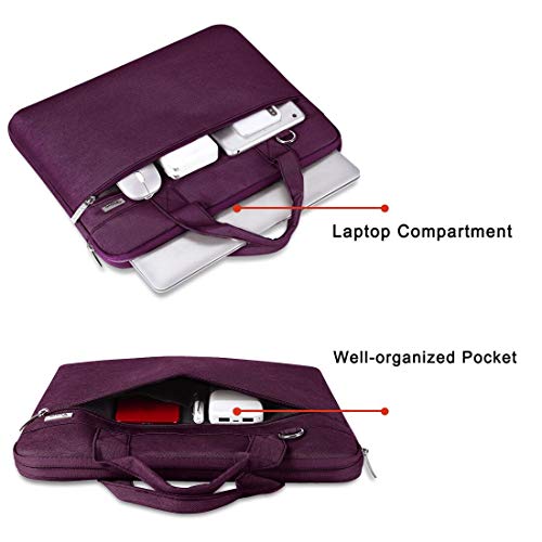Voova Laptop Bag Carrying Case 17-17.3 Inch for Women, 360° Protective Computer Sleeve Cover with Shoulder Strap Compatible with Lenovo Asus Acer Dell Hp Notebook, Waterproof Slim Briefcase, Purple
