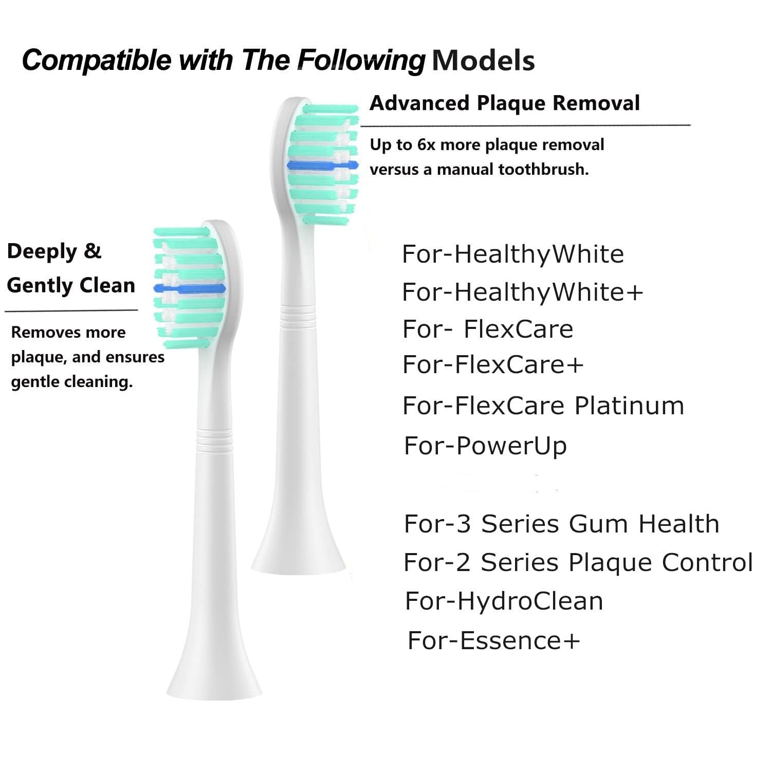 WEQNNM Replacement Toothbrush Heads Compatible with Philips Sonicare:10 Pack Professional Electric Brush Heads for 4100 6100 &More Snap-on Handles