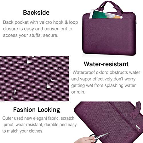 Voova Laptop Bag Carrying Case 17-17.3 Inch for Women, 360° Protective Computer Sleeve Cover with Shoulder Strap Compatible with Lenovo Asus Acer Dell Hp Notebook, Waterproof Slim Briefcase, Purple