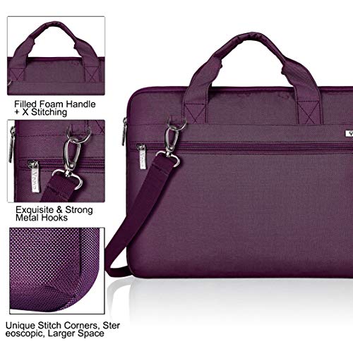 Voova Laptop Bag Carrying Case 17-17.3 Inch for Women, 360° Protective Computer Sleeve Cover with Shoulder Strap Compatible with Lenovo Asus Acer Dell Hp Notebook, Waterproof Slim Briefcase, Purple