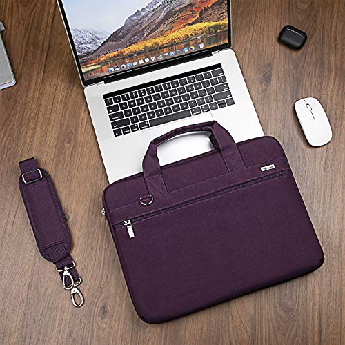 Voova Laptop Bag Carrying Case 17-17.3 Inch for Women, 360° Protective Computer Sleeve Cover with Shoulder Strap Compatible with Lenovo Asus Acer Dell Hp Notebook, Waterproof Slim Briefcase, Purple