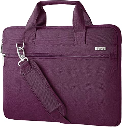 Voova Laptop Bag Carrying Case 17-17.3 Inch for Women, 360° Protective Computer Sleeve Cover with Shoulder Strap Compatible with Lenovo Asus Acer Dell Hp Notebook, Waterproof Slim Briefcase, Purple