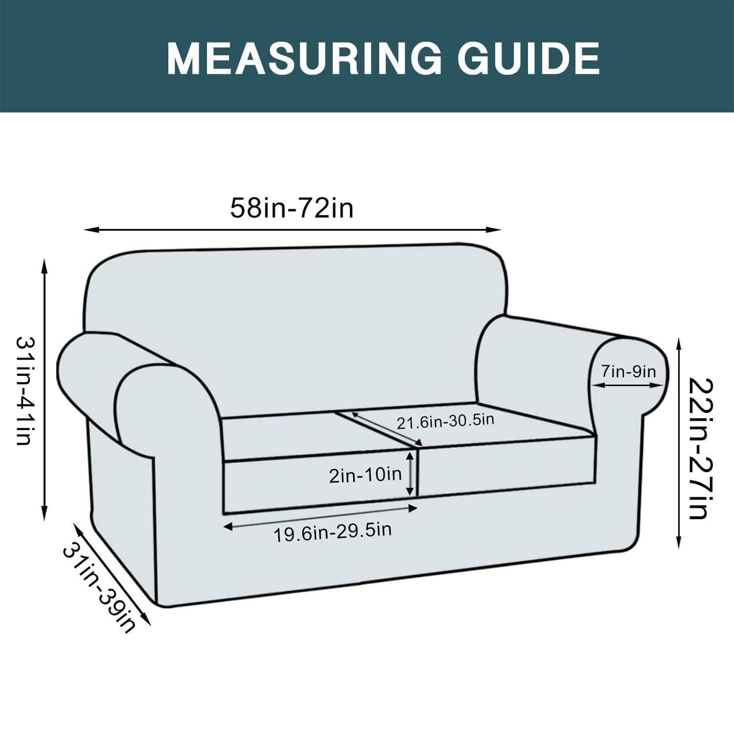 FantasDecor 3 Piece Sofa Covers Velvet for 2 Cushion Couch Stretch Loveseat Slipcover with Individual Seat Elastic Furniture Protector for Pets (Loveseat, Ivory)