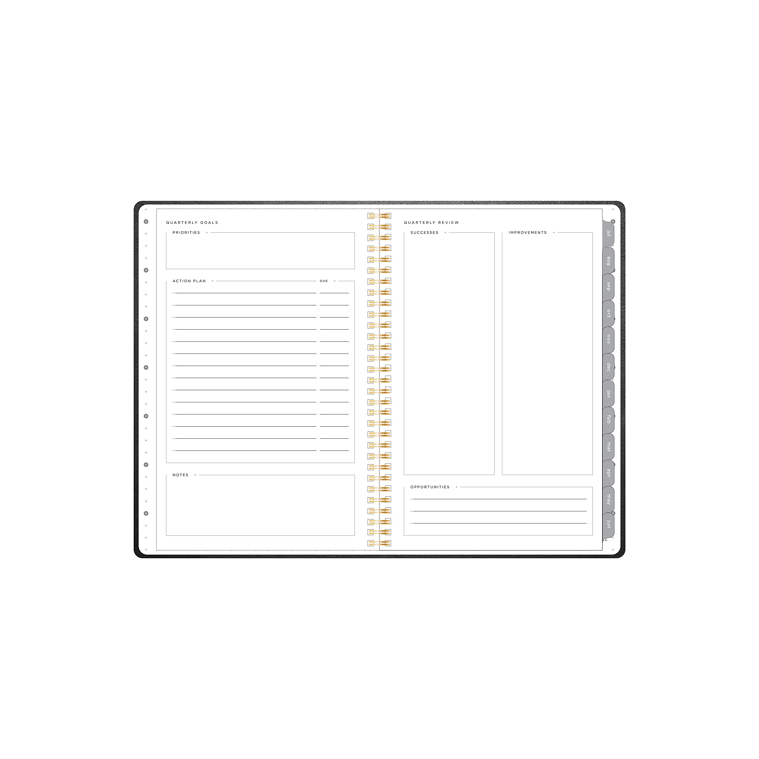russell+hazel 2021 to 2022 Weekly Academic Planner, Black Vegan Leather Cover, A5, Spiral Bound, 5.25” x 8” (58613)