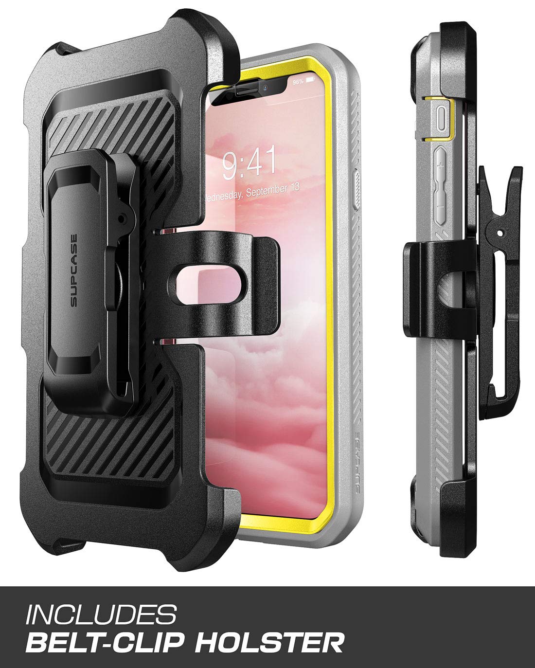 SUPCASE iPhone XR Case, Full-Body Rugged Holster Kickstand Case with Built-in Screen Protector for Apple iPhone XR 6.1 Inch (2018 Release), Unicorn Beetle Pro Series -Retail Package (Yellow)