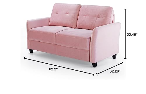 ZINUS Ricardo Velvet Loveseat Sofa, Easy, Tool-Free Assembly, Blush Velvet