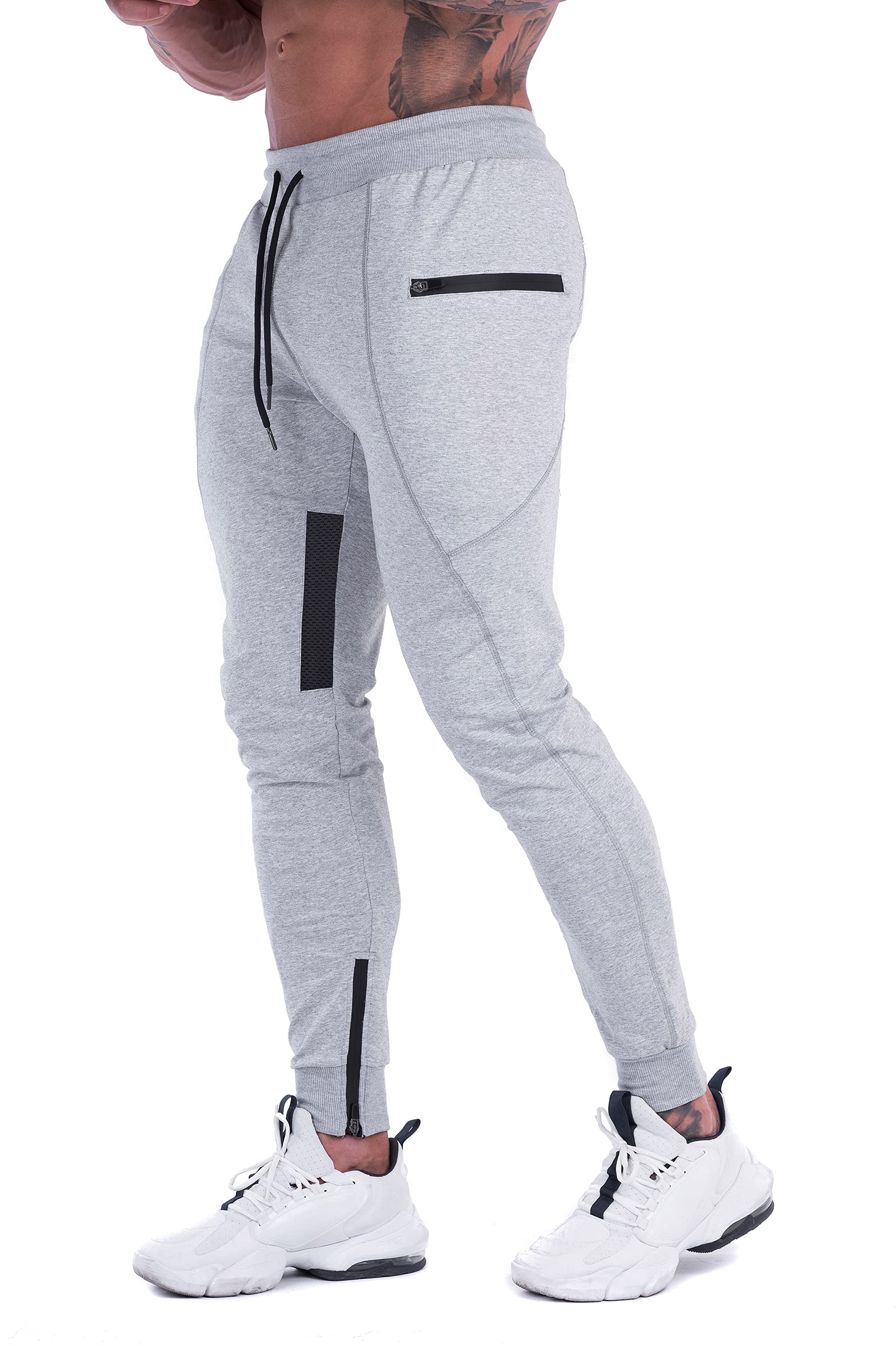 MAIKANONG Mens Slim Joggers Sweatpants Tapered Gym Pants Casual Training Workout Pants Track Pant Light Gray