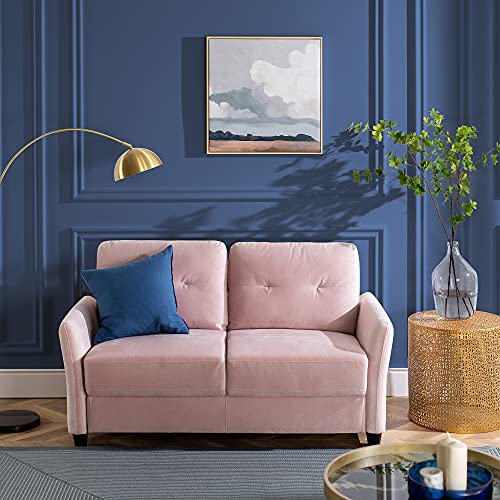 ZINUS Ricardo Velvet Loveseat Sofa, Easy, Tool-Free Assembly, Blush Velvet