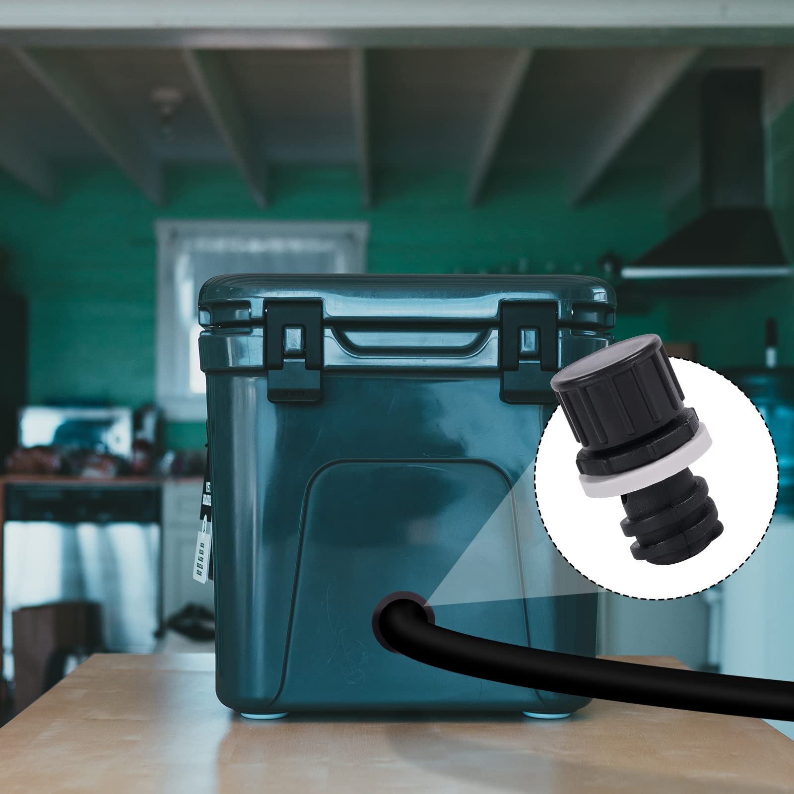 Cooler Drain Plug, Drain Plug Hose Connection Replacement Cooler Drain Plug Compatible with Yeti's Line of Roadie, Tundra, Roadie Cooler and Tank Coolers