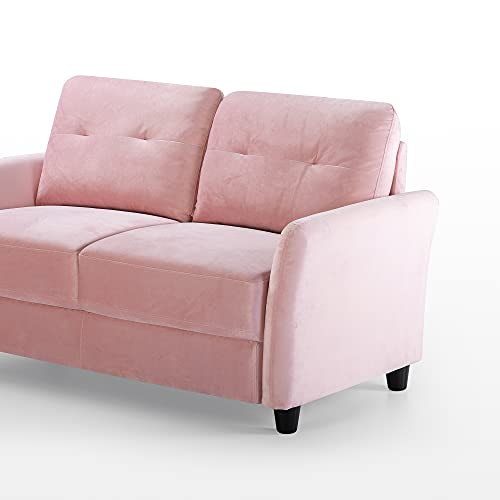 ZINUS Ricardo Velvet Loveseat Sofa, Easy, Tool-Free Assembly, Blush Velvet