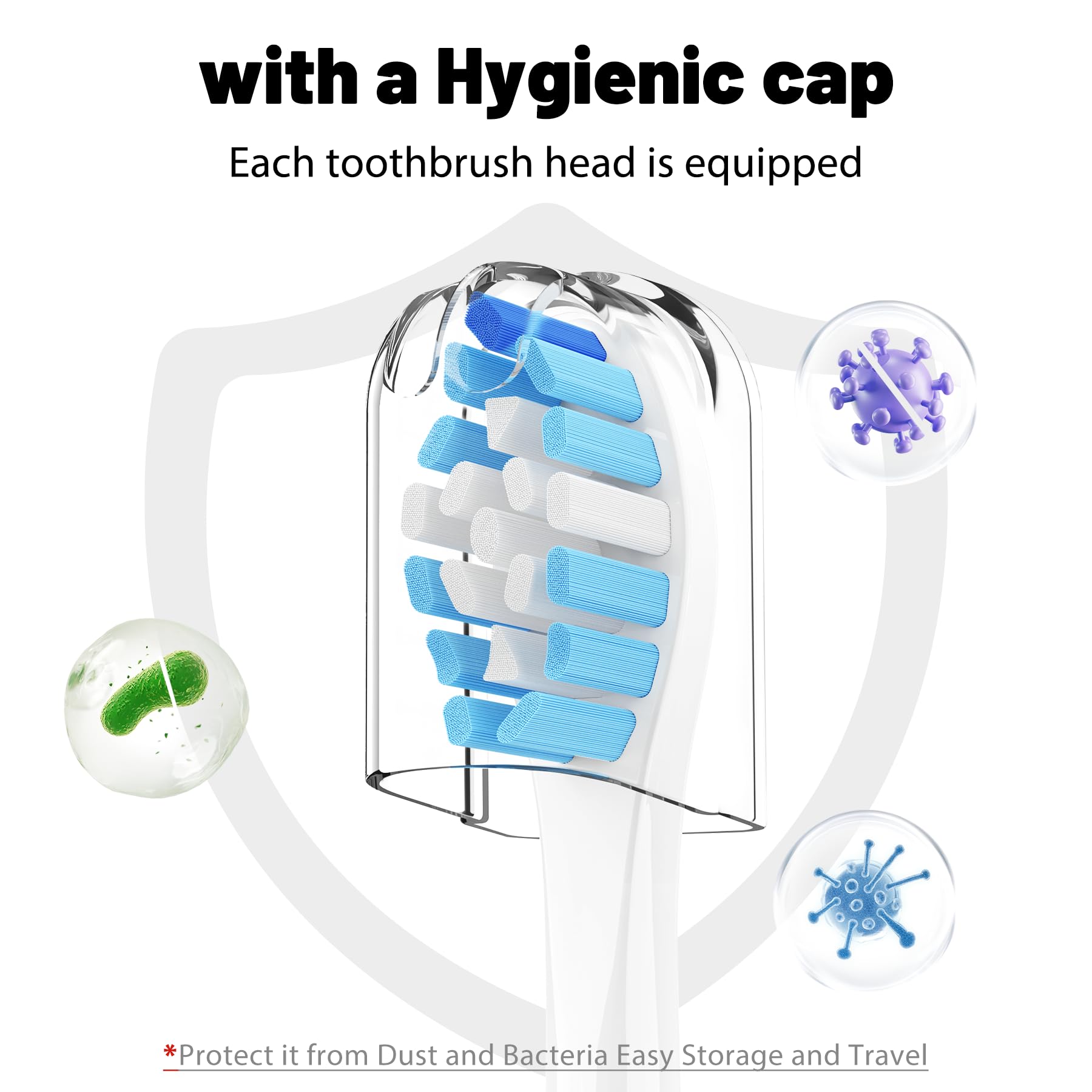 Replacement Toothbrush Brush Heads Compatible with Philips Sonicare Electric Rechargeable Toothbrushes, Tooth Brush Heads for Snap-on System, for Effective Cleansing and whitening, Pack of 8, White