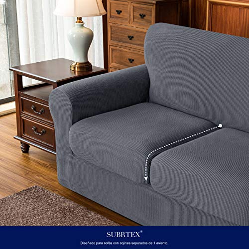 SUBRTEX 3 Piece Sofa Cover High Stretch Couch Slipcover for 2 Cushion Soft Sofa Slipcover Loveseat Cover Jacquard Fabric Furniture Covers with Elastic Bottom Machine Washable(Gray,Loveseat)