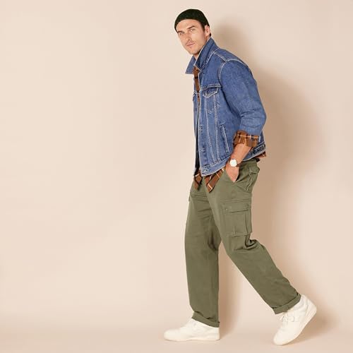 Amazon Essentials Men's Straight-Fit Stretch Cargo Pant (Available in Big & Tall), Olive, 32W x 29L