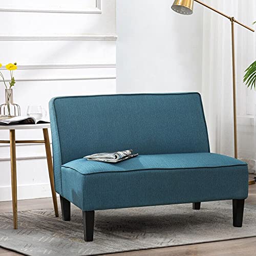 Changjie Furniture Small Loveseat Sofa, Upholstered Small Sofa Couch Mini Love seat Sofas for Bedroom Living Room (Blue)