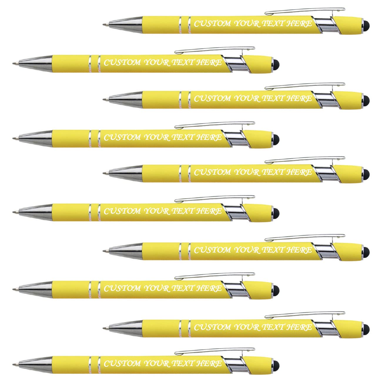 10 Pcs Personalized Pens Bulk Custom Ballpoint Pen, Engraved Pen with Name Logo Text Stylus Pens for Touch Screens Bulk-for Businesses, Office, Events, Wedding Gift for Men Women - 18 Colors