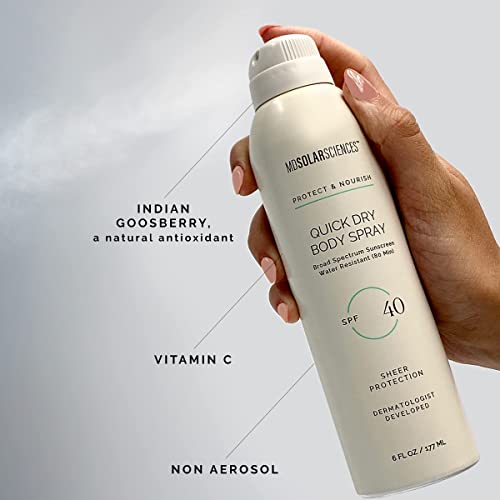 MDSolarSciences Quick Dry Body Spray SPF 40, Non-Greasy, Fast-Drying Sunscreen Spray Provides 80 Minutes of Water-Resistant Broad Spectrum Sun Protection, 6 Fl Oz