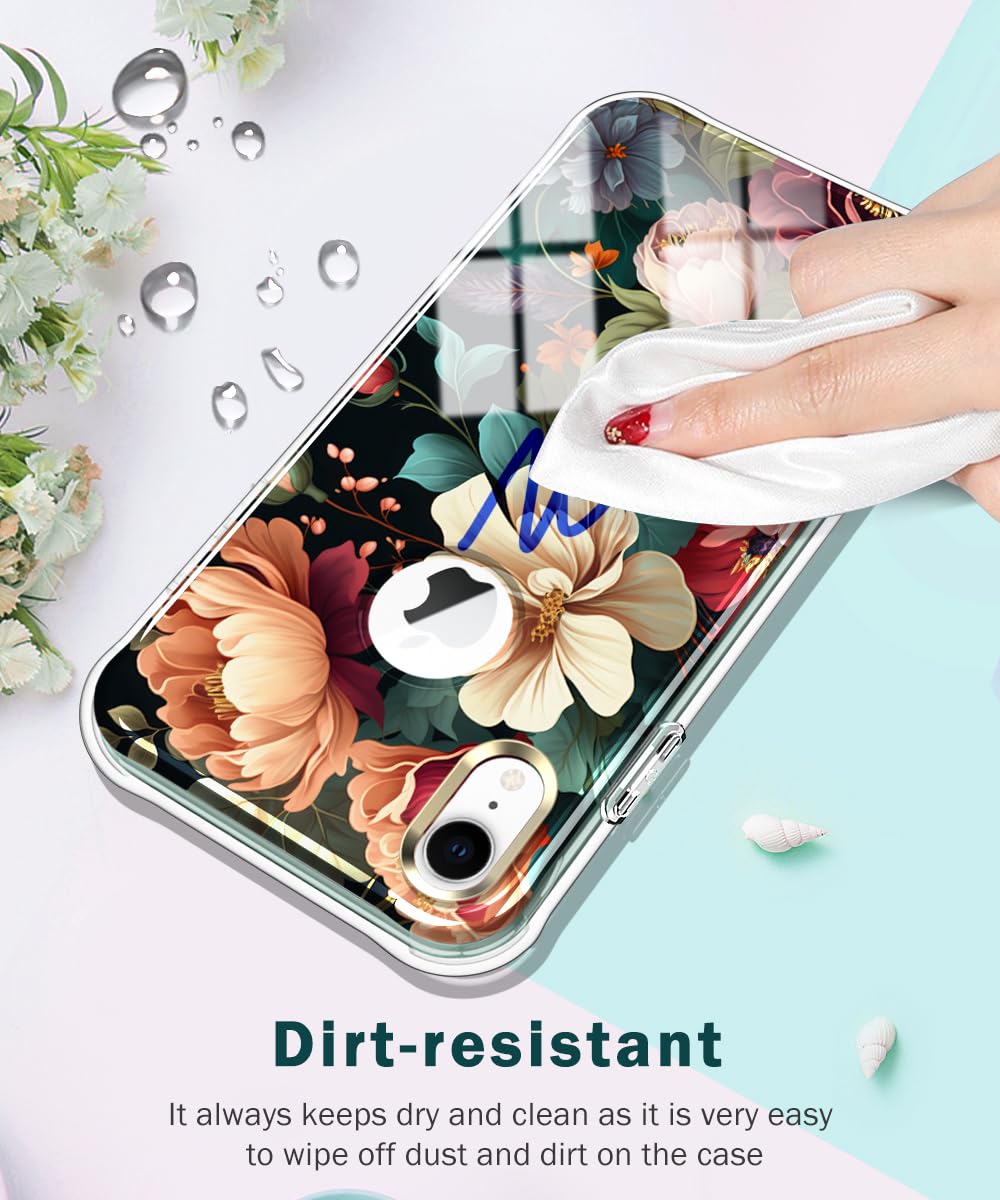 Turquiase Cute Flower Case for iPhone XR 6.1 inch Built with Screen Protector, Lightweight and Stylish Full Body Shockproof Protective Rugged TPU Case for Women/Girls