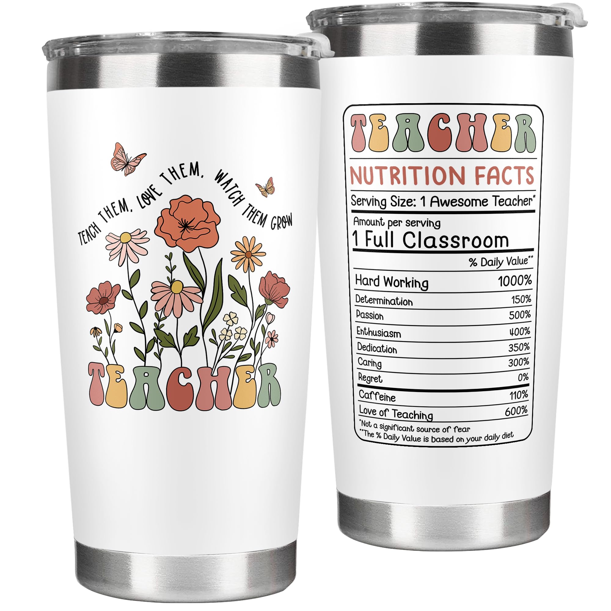 MENANA Teacher Appreciation Gifts - Teacher Gifts for Women - Thank You Gift Ideas for Teachers Women Daycare - Teachers Appreciation Week, Birthday, Back To School Gift - 20 Oz White Tumbler