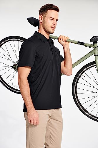 Hebepol Men's Polo Shirt, Short and Long Sleeve Tactical Shirts, Lightweight Work Golf Shirts, Outdoor UPF 50+ Pique Shirt