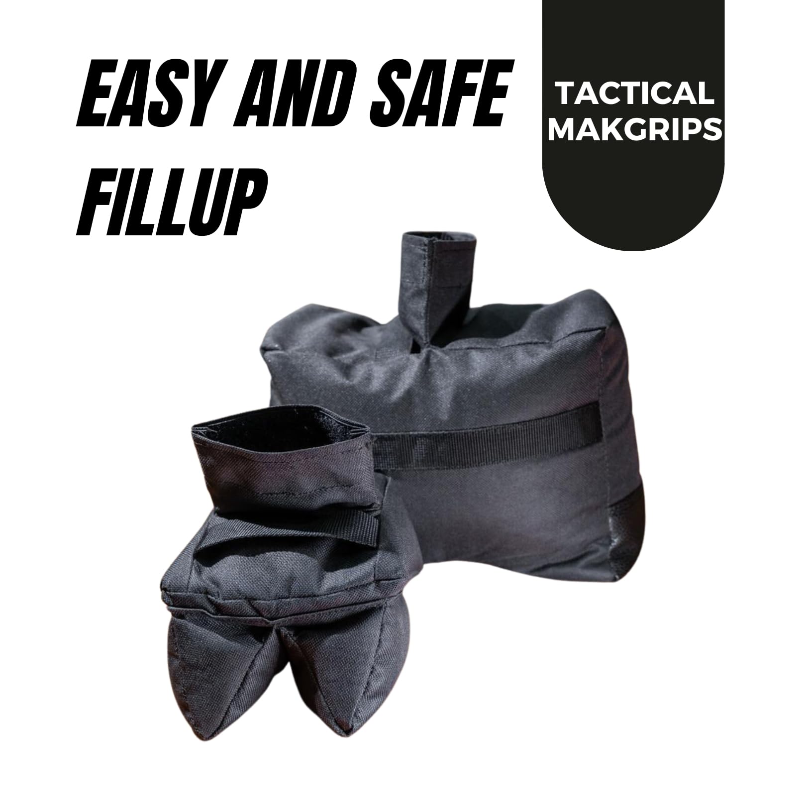 Tactical Mak Grips Shooting Rest Bags for Precision Outdoor Shooting Front & Rear Support Stand Holders for Gun Hunting Target Sports Camera Bean Bag Front & Rear Support - Unfilled