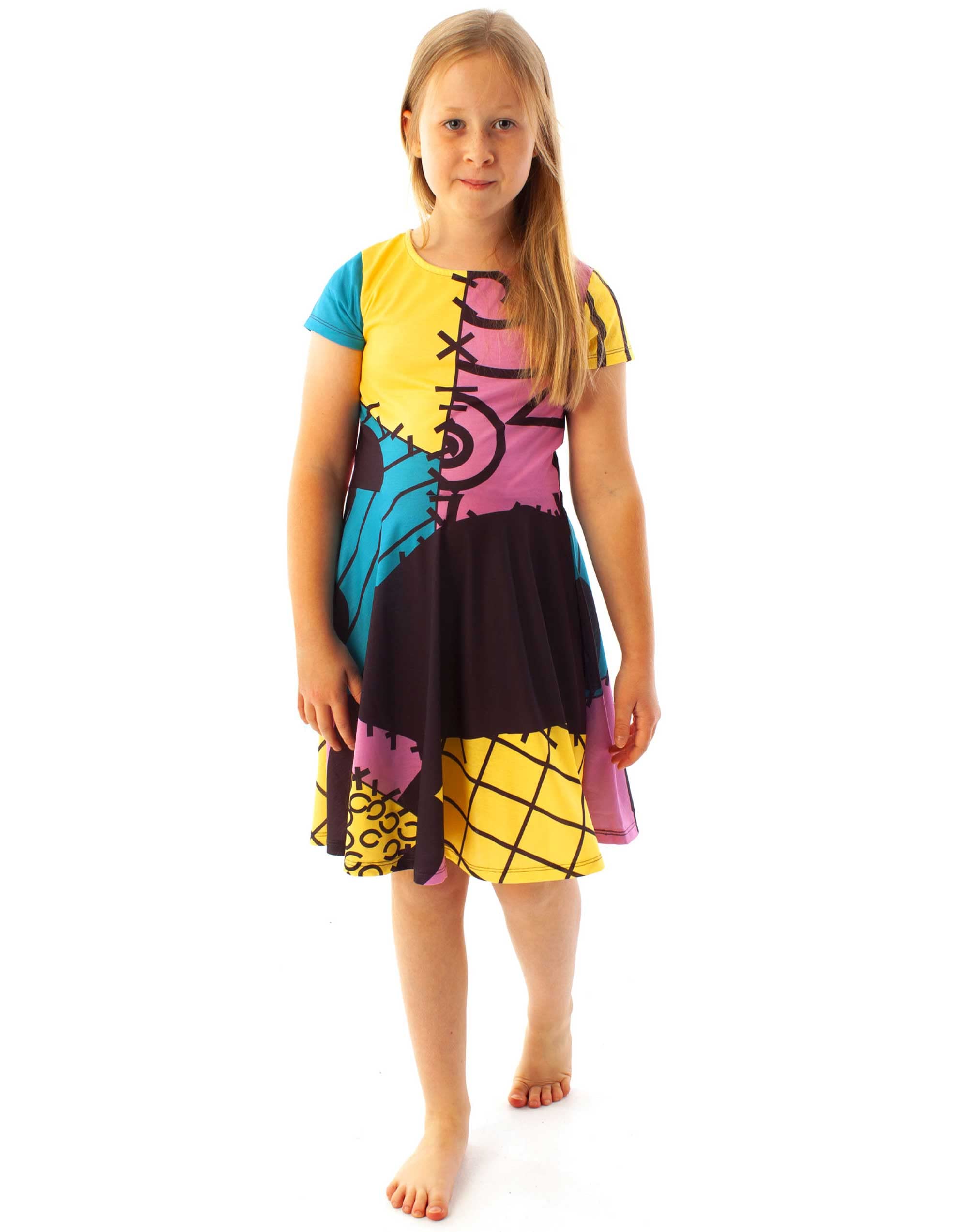 Nightmare Before Christmas Dress Girls Sally Cosplay Fancy Dress Up 3-4 Years Multicoloured