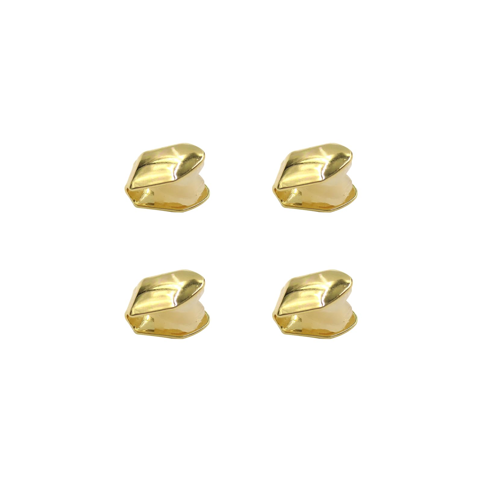 YAFIYGI 4 Pieces Gold Plated Gold Tooth Cap- Hip Hop Teeth Accessories - Plain Single Tooth Cap for Teeth Mouth - Realistic Fake Teeth Grills for Party - Open Face Front Tooth Caps