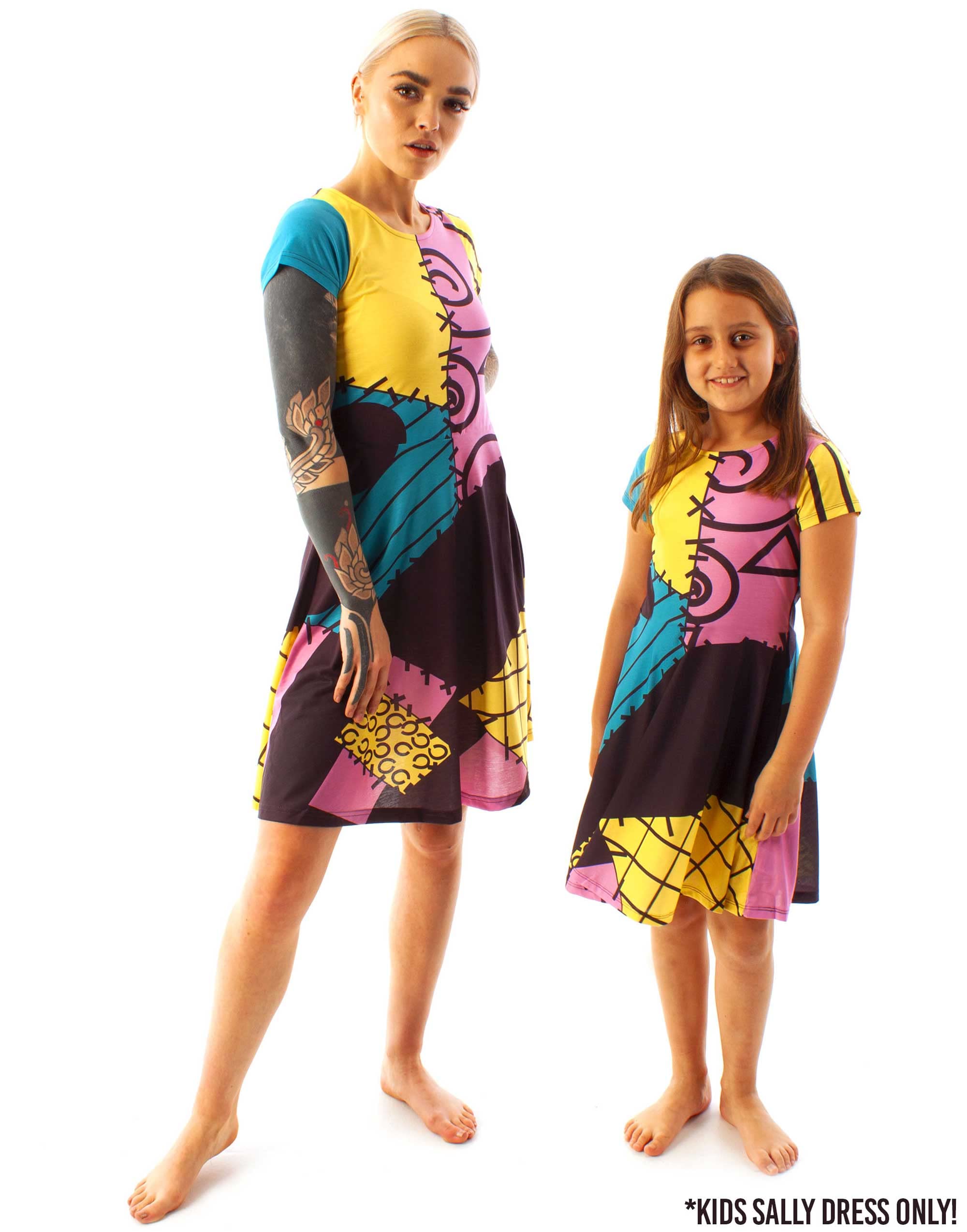 Nightmare Before Christmas Dress Girls Sally Cosplay Fancy Dress Up 3-4 Years Multicoloured