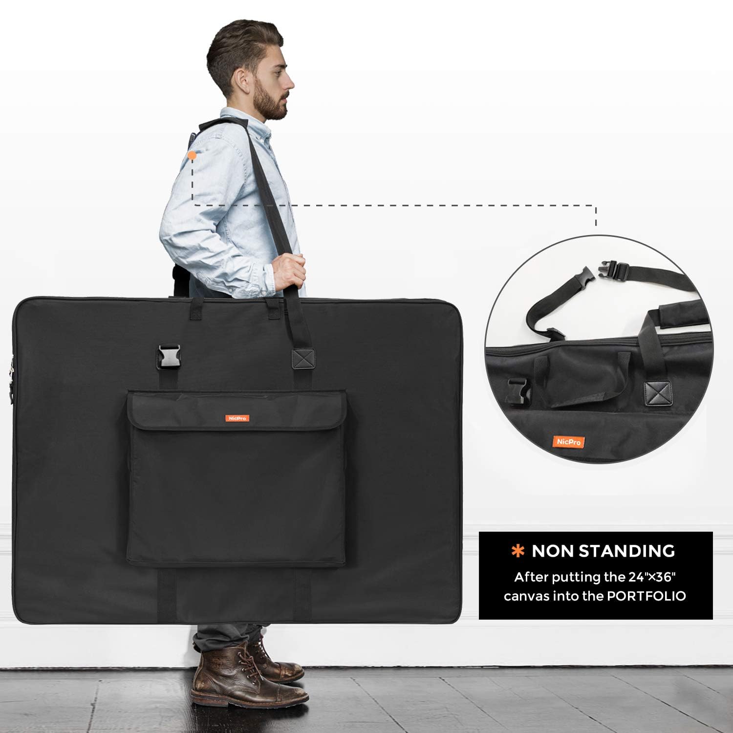 Nicpro Large Art Portfolio Bag 35 x 43 Inches Waterproof Nylon Artist Storage Case & Nicpro Light Weight Art Portfolio Bag 20x26" Art Canvas Storage