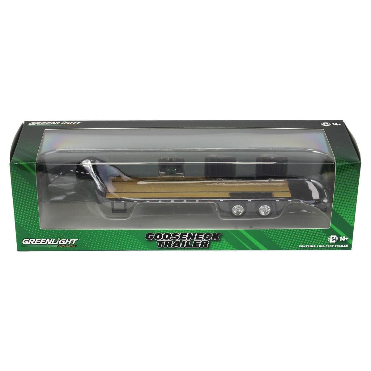 Greenlight 30390 Gooseneck Trailer - Black with Red and White Conspicuity Stripes (Hobby Exclusive) 1:64 Scale Diecast