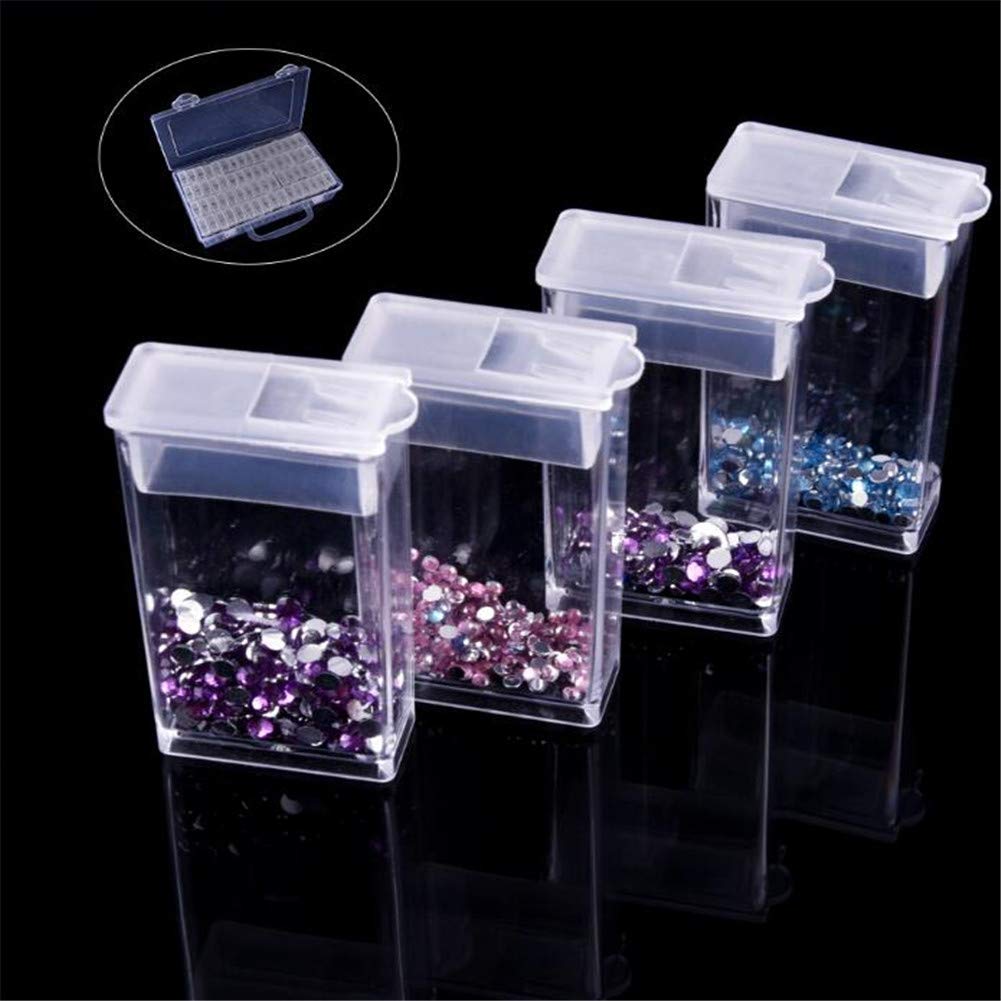 64 Slots Transparent Diamond Beads Container Rhinestone Daimond Stone Organizer Storage Case Diamond Painting Accessory Storage Box Diamond Painting Cross Stitch Resin Rhinestone Display Box