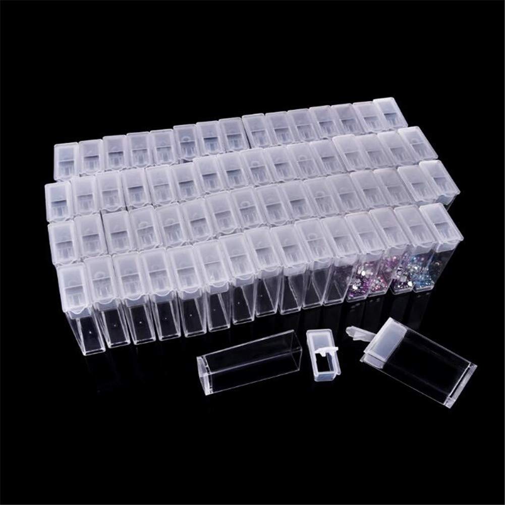 64 Slots Transparent Diamond Beads Container Rhinestone Daimond Stone Organizer Storage Case Diamond Painting Accessory Storage Box Diamond Painting Cross Stitch Resin Rhinestone Display Box