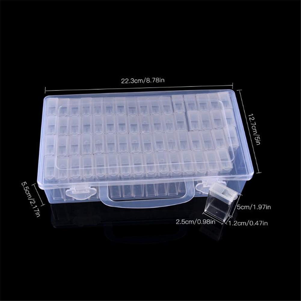 64 Slots Transparent Diamond Beads Container Rhinestone Daimond Stone Organizer Storage Case Diamond Painting Accessory Storage Box Diamond Painting Cross Stitch Resin Rhinestone Display Box