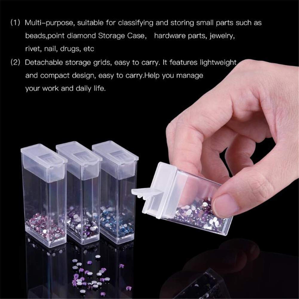 64 Slots Transparent Diamond Beads Container Rhinestone Daimond Stone Organizer Storage Case Diamond Painting Accessory Storage Box Diamond Painting Cross Stitch Resin Rhinestone Display Box
