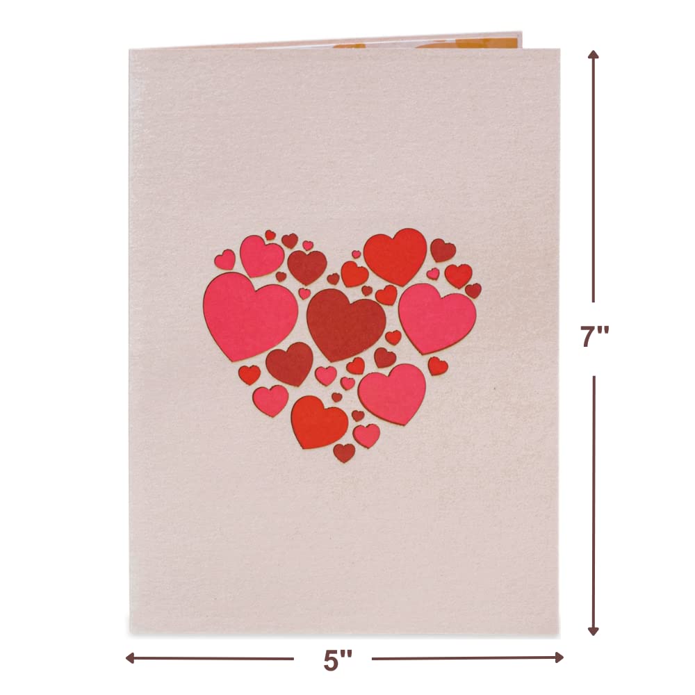 Paper Love Heart Tree 3D Pop Up Card, For All Occasion, Mothers Day, Valentines Day, Anniversary, Love, Just Because, Adults or Kids -5" x 7" Cover - Includes Envelope and Note Tag