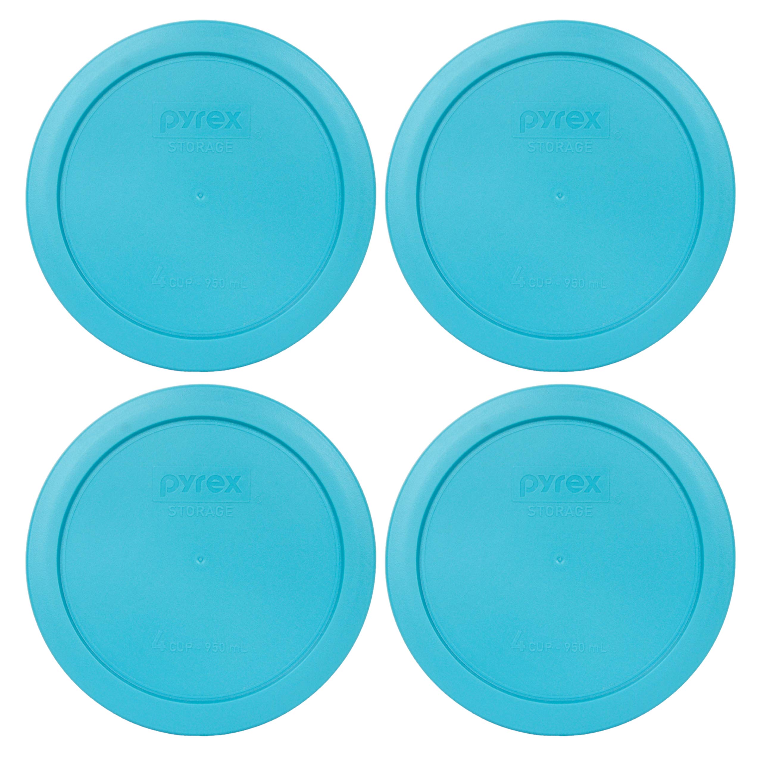 Pyrex Bundle - 4 Items: 7201-PC 4-Cup Surf Blue Plastic Food Storage Lids