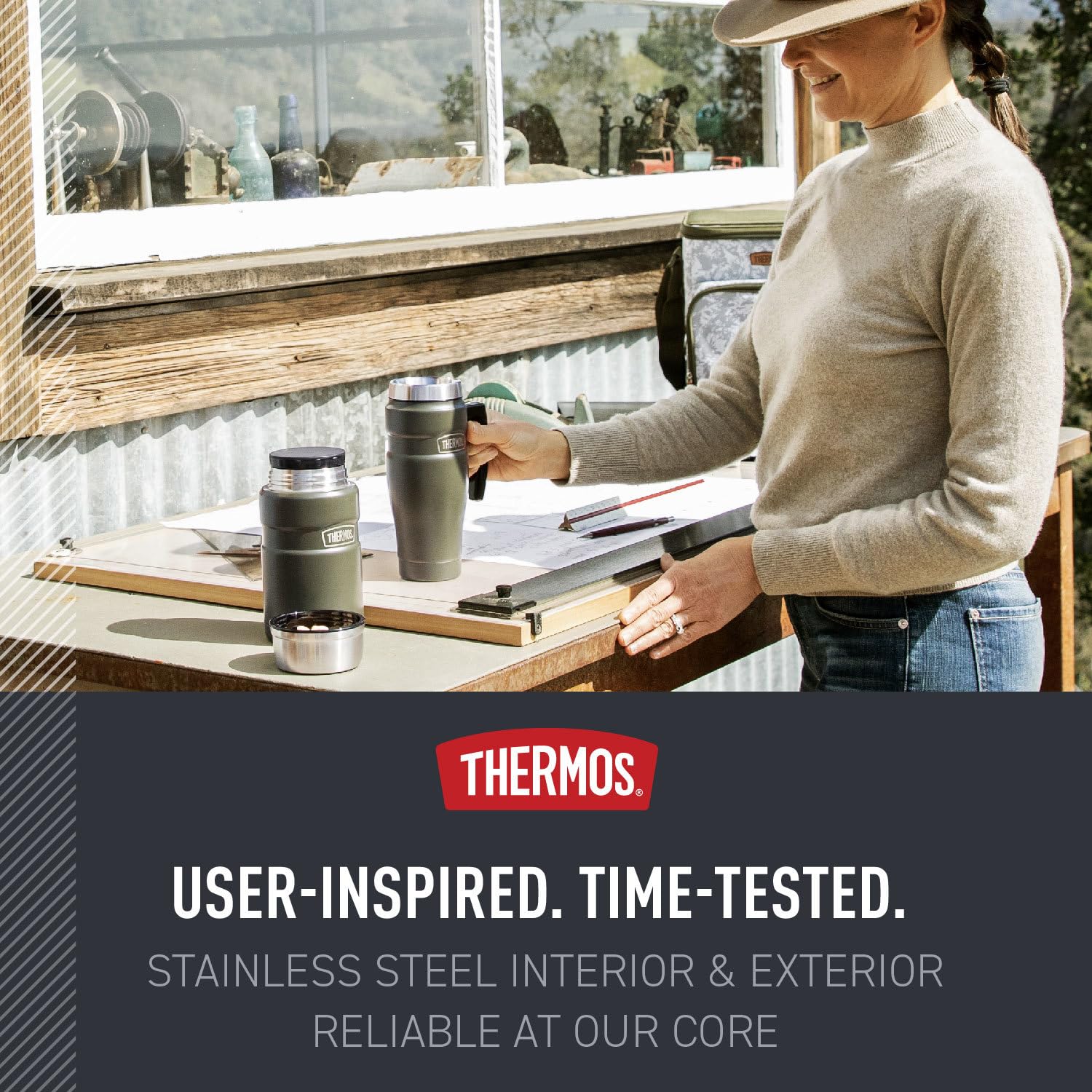 THERMOS Stainless King Vacuum-Insulated Travel Mug, 16 Ounce, Matte Steel
