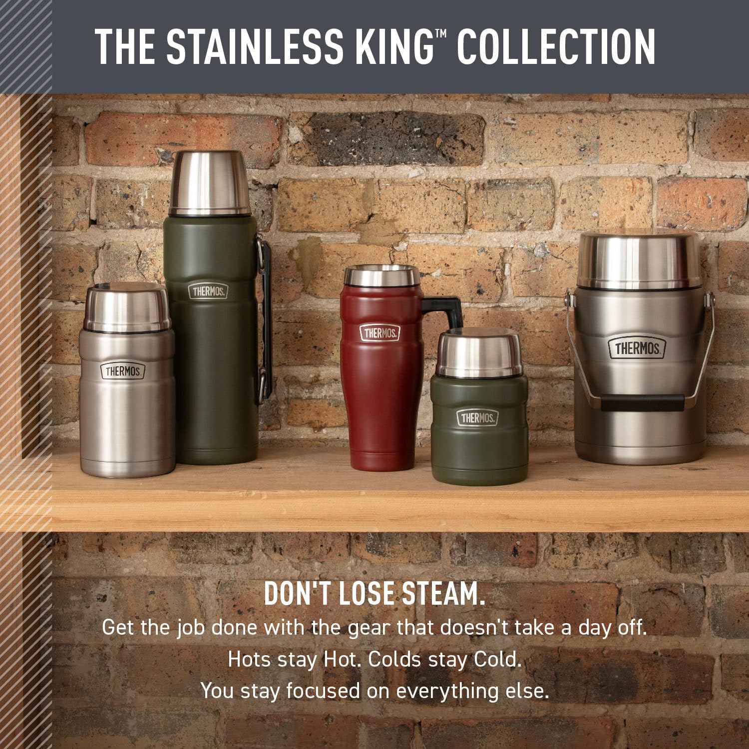 THERMOS Stainless King Vacuum-Insulated Travel Mug, 16 Ounce, Matte Steel