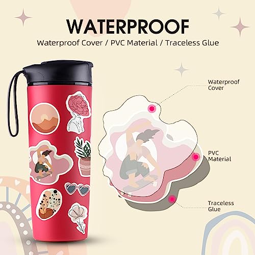Arme Boho Stickers Pack - 600 PCS Aesthetic Vinyl Waterproof Stickers for Water Bottles, Laptops, Phones & Skateboards