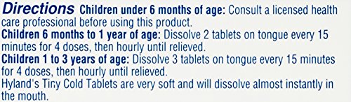 Hyland's Naturals Tiny Cold Tablets Nighttime, Baby & Infant Cold And Cough Medicine, Decongestant, Natural Relief Of Common Cold Symptoms, 125 Quick-Dissolving Tablets